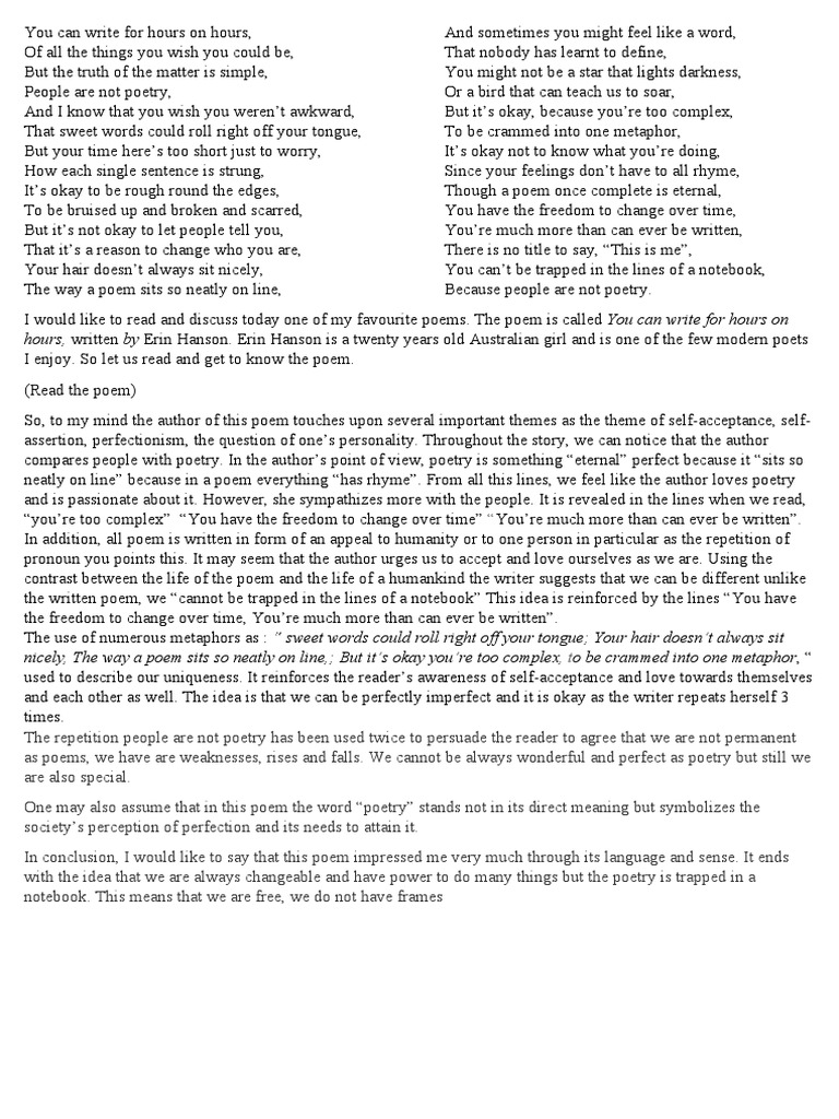 People Are Not Poetry Analysis | PDF | Poetry