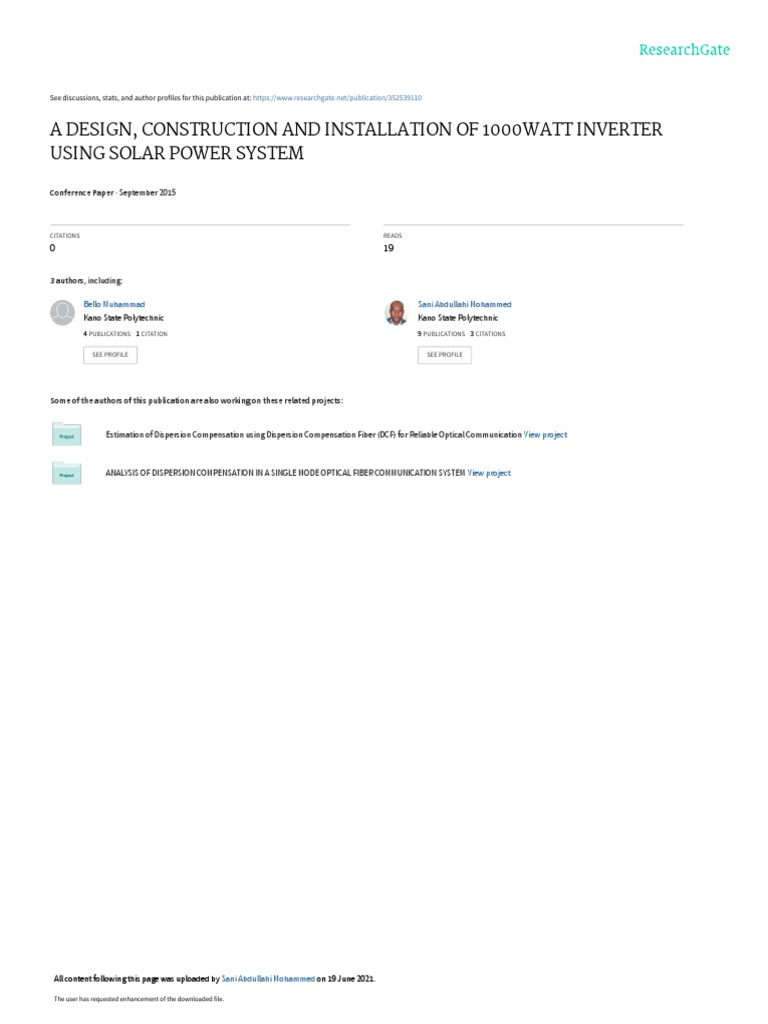 1000W Solar Inverter Design and Installation | PDF | Photovoltaics ...