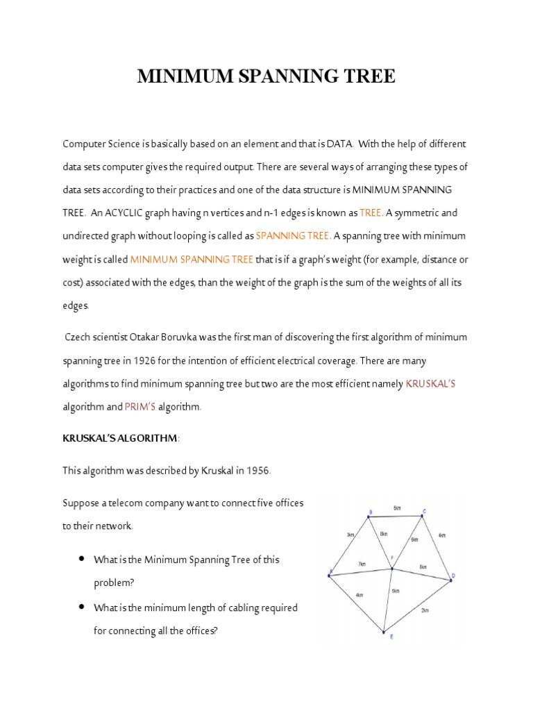 Minimum Spanning Tree Article Pdf Combinatorics Theoretical Computer Science 2901