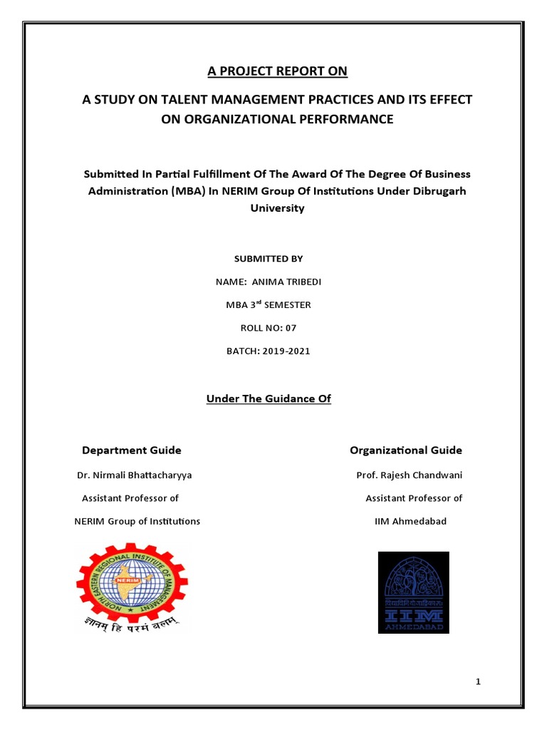 IIMA Final Project Report | PDF | Talent Management | Employee Retention