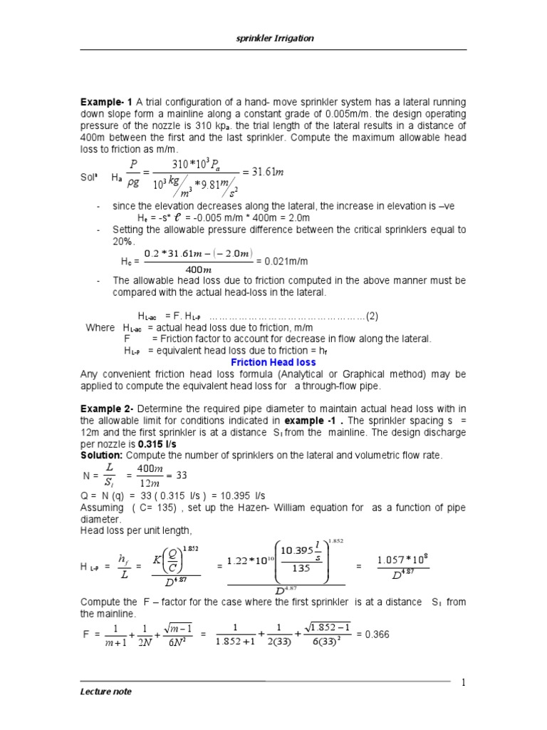Chap 2 - Sprinkler Irrigation | PDF | Irrigation | Discharge (Hydrology)
