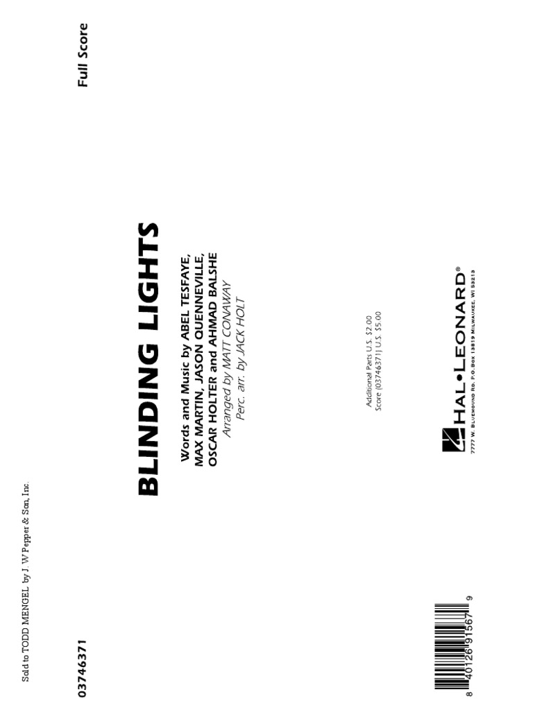 Blinding Lights - Conductors Score | PDF