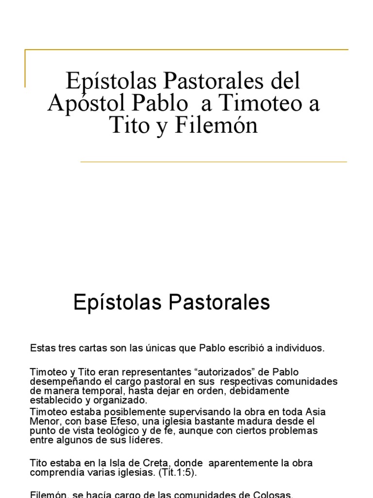 Epístolas Pastorales de Pablo | PDF | Pablo el apóstol | San timoteo