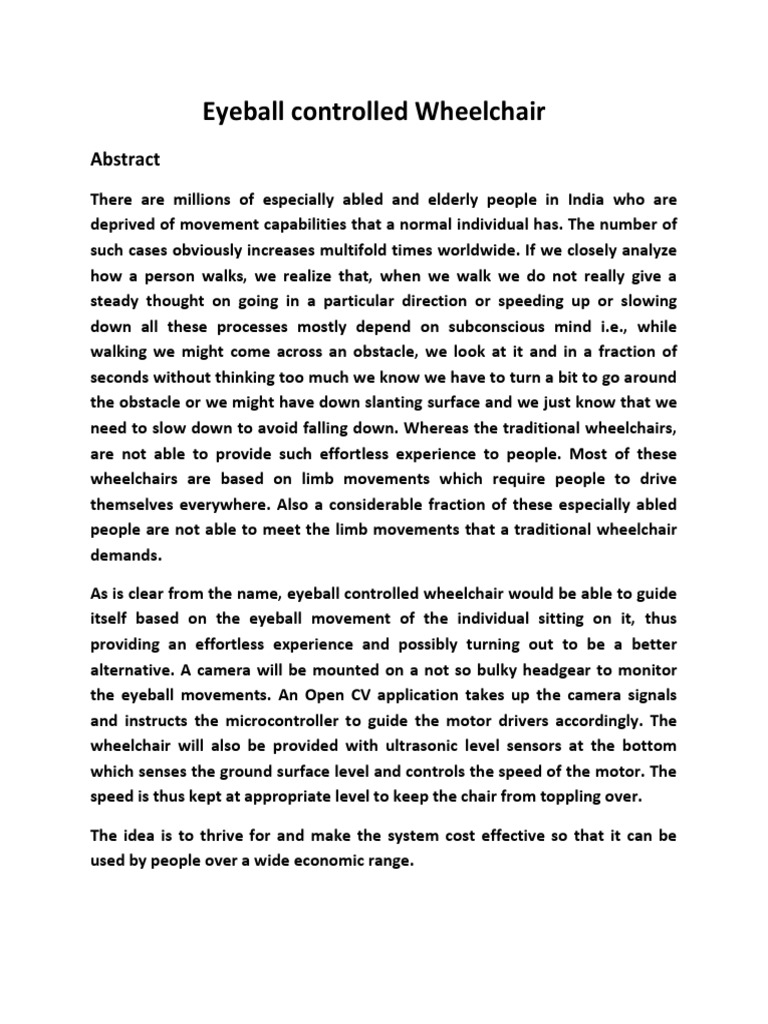 Eyeball Controlled Wheelchair | PDF