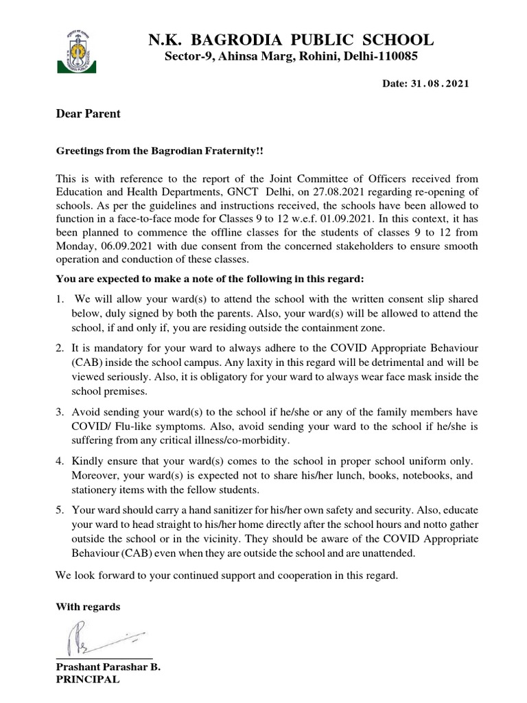 Circular - Reopening of Schools | PDF