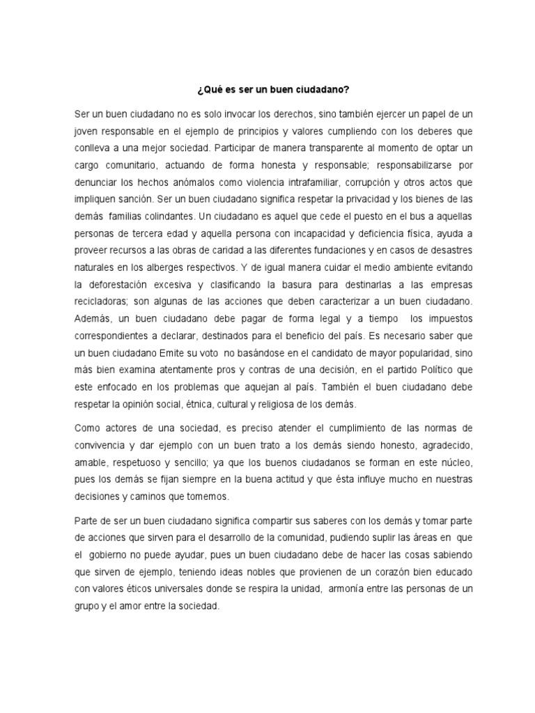 Qué Es Ser Un Buen Ciudadano | PDF | Política | Ciencias sociales