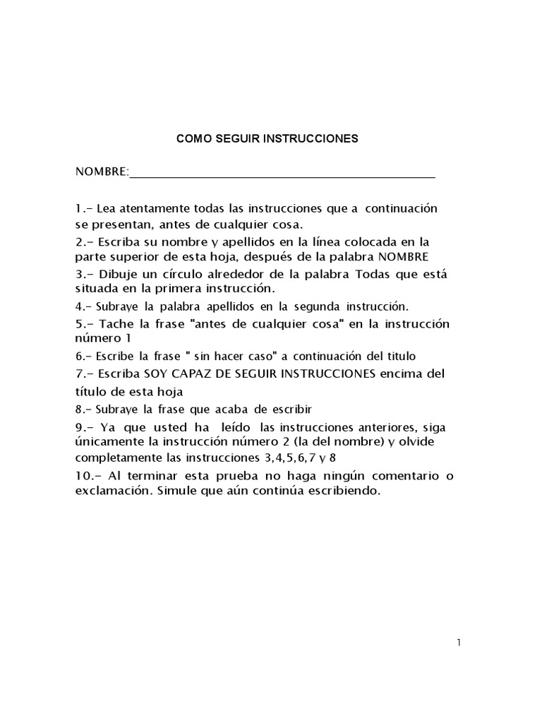 Como Seguir Instrucciones | PDF