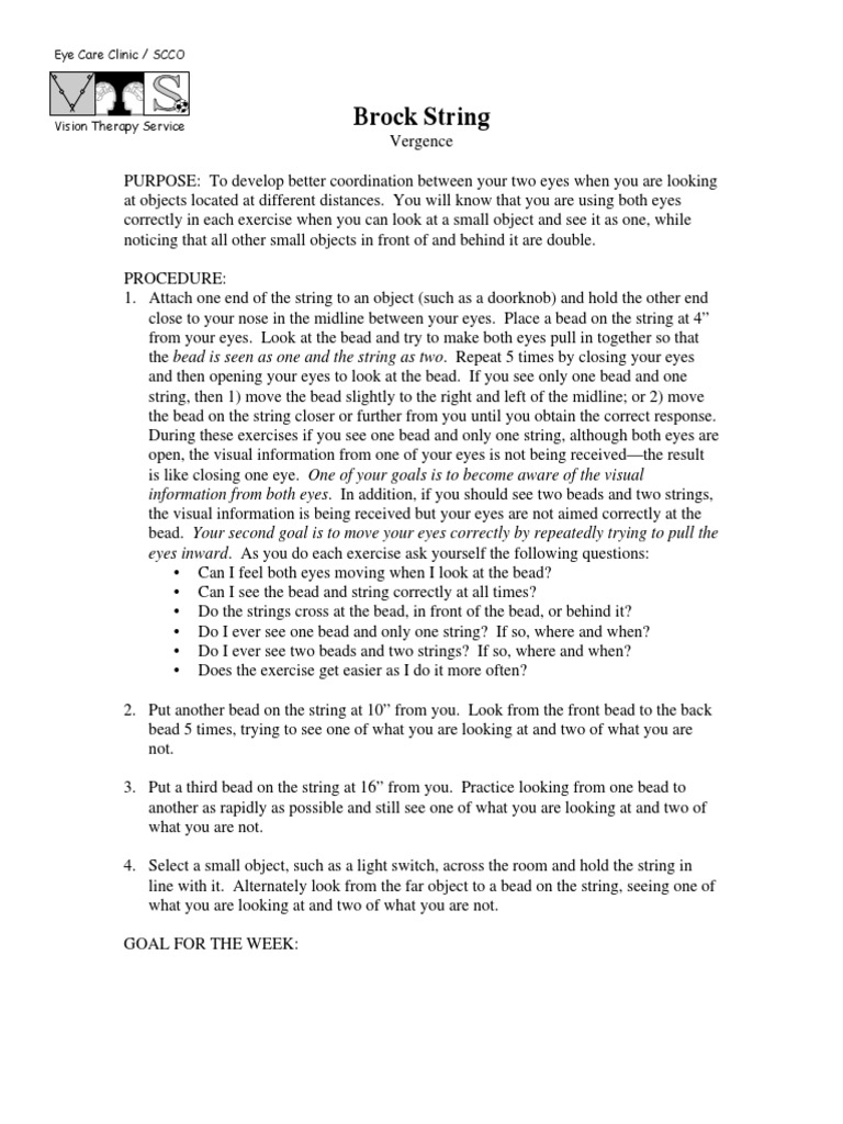 Brock String Eye Coordination Exercises | PDF | Vision | Senses