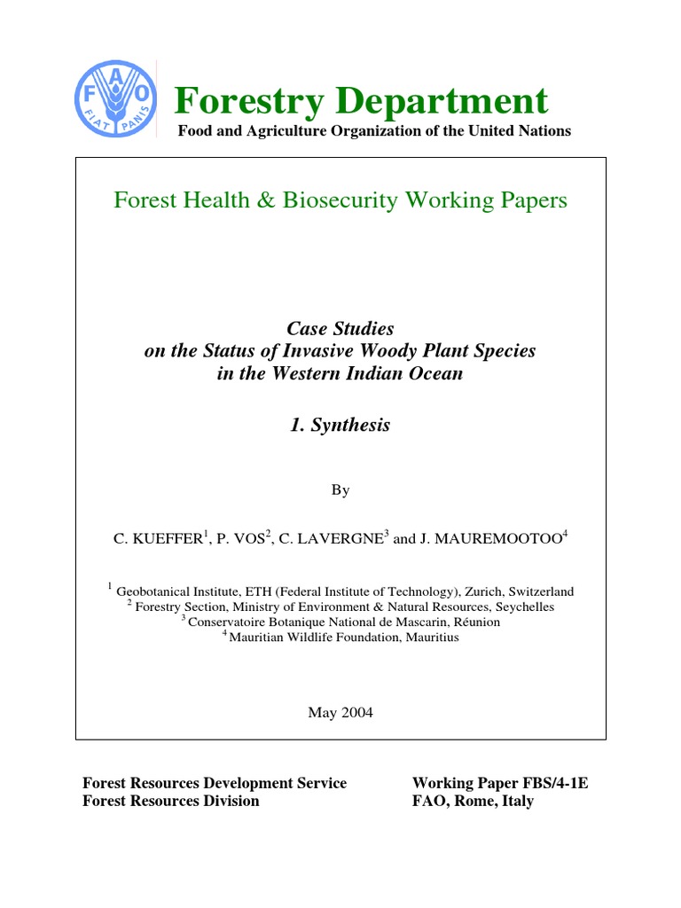Forestry Department: Forest Health & Biosecurity Working Papers | PDF ...