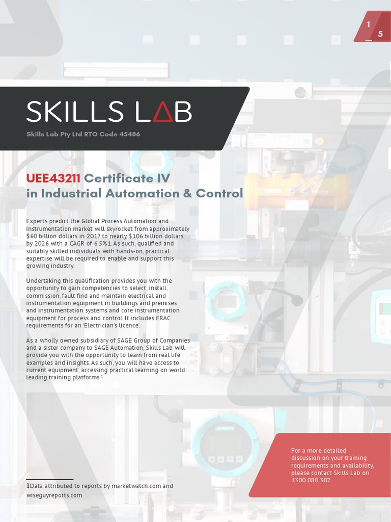 Certificate IV in Industrial Automation & Control: Skills Lab Pty LTD RTO Code 45486 | PDF ...
