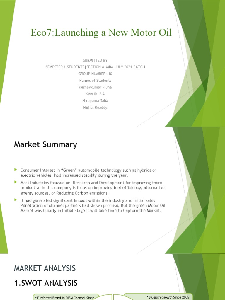 Eco7:Launching A New Motor Oil | PDF | Business