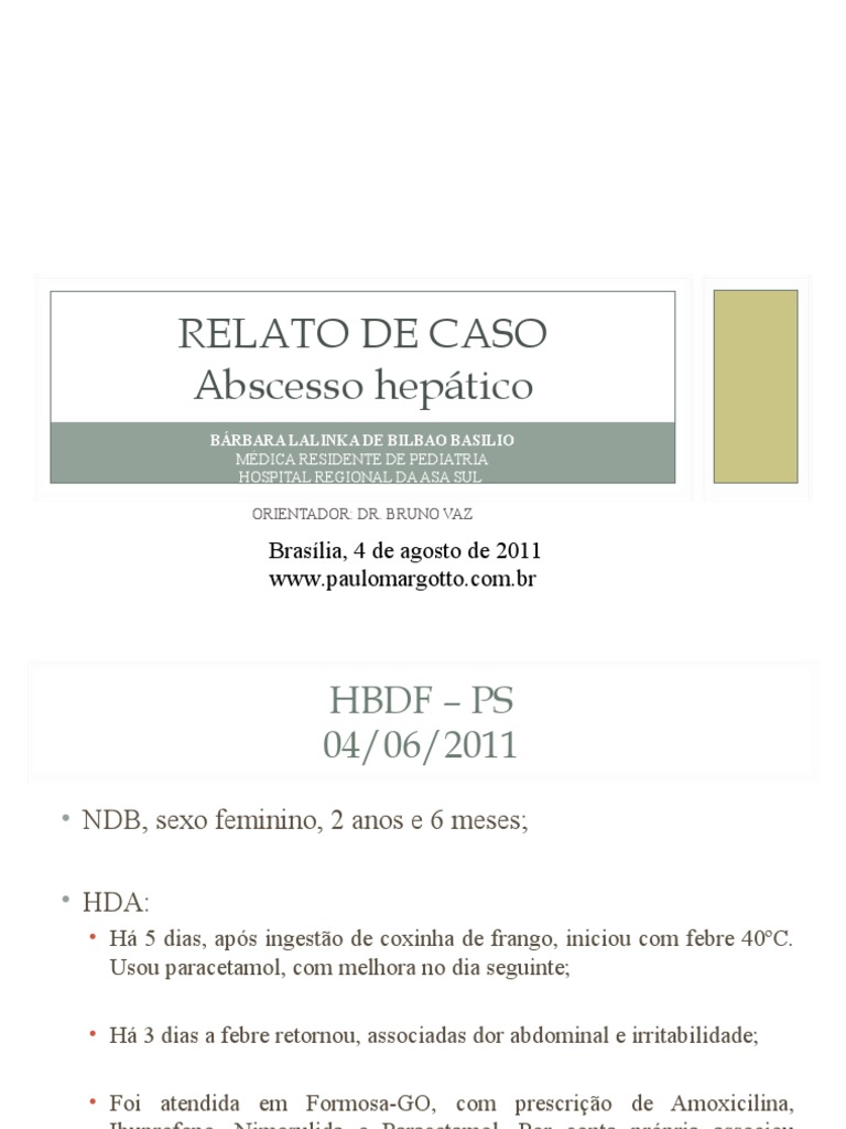 Caso Clinico Abscesso Hepatico | PDF | Especialidades médicas ...