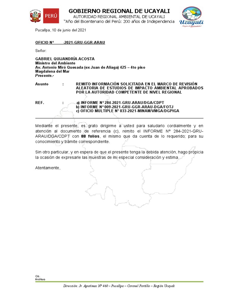 Oficio-Iga Minam | PDF