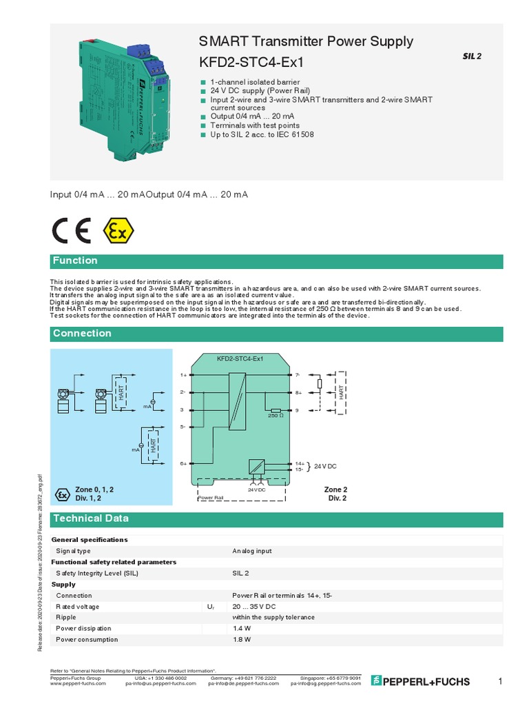 SMART Transmitter Power Supply KFD2-STC4-Ex1: Function | PDF | Electrical Engineering | Electricity