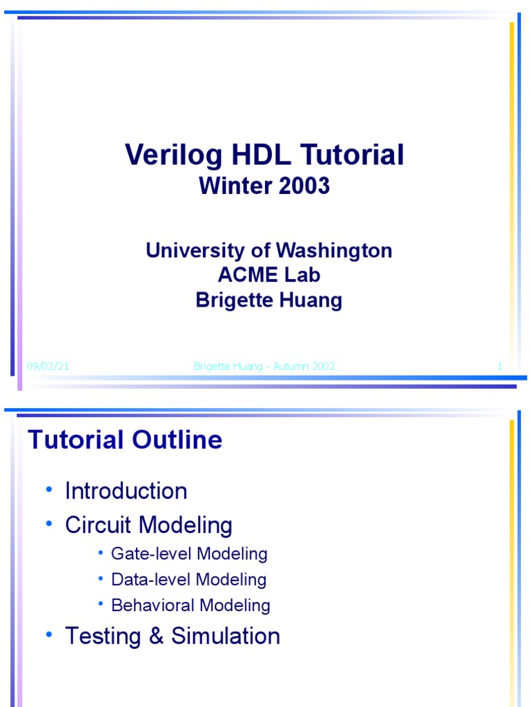 Verilog HDL Tutorial: Winter 2003 | PDF | Hardware Description Language ...