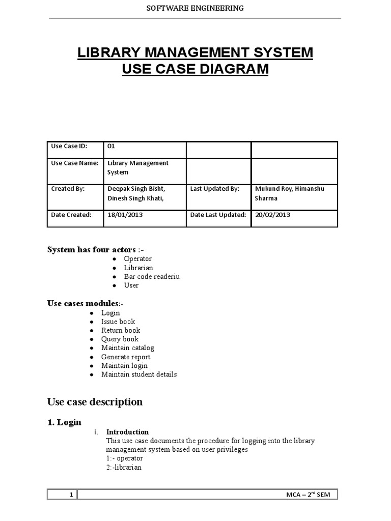 Library Management System Use Case Diagram | PDF | Use Case | Books