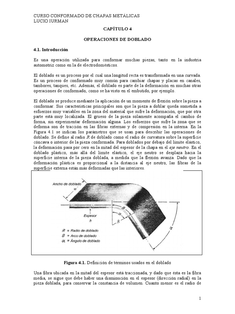 CAPÍTULO 4 CURSO CONFORMADO CHAPAS | PDF | Elasticidad (Física) | Doblar