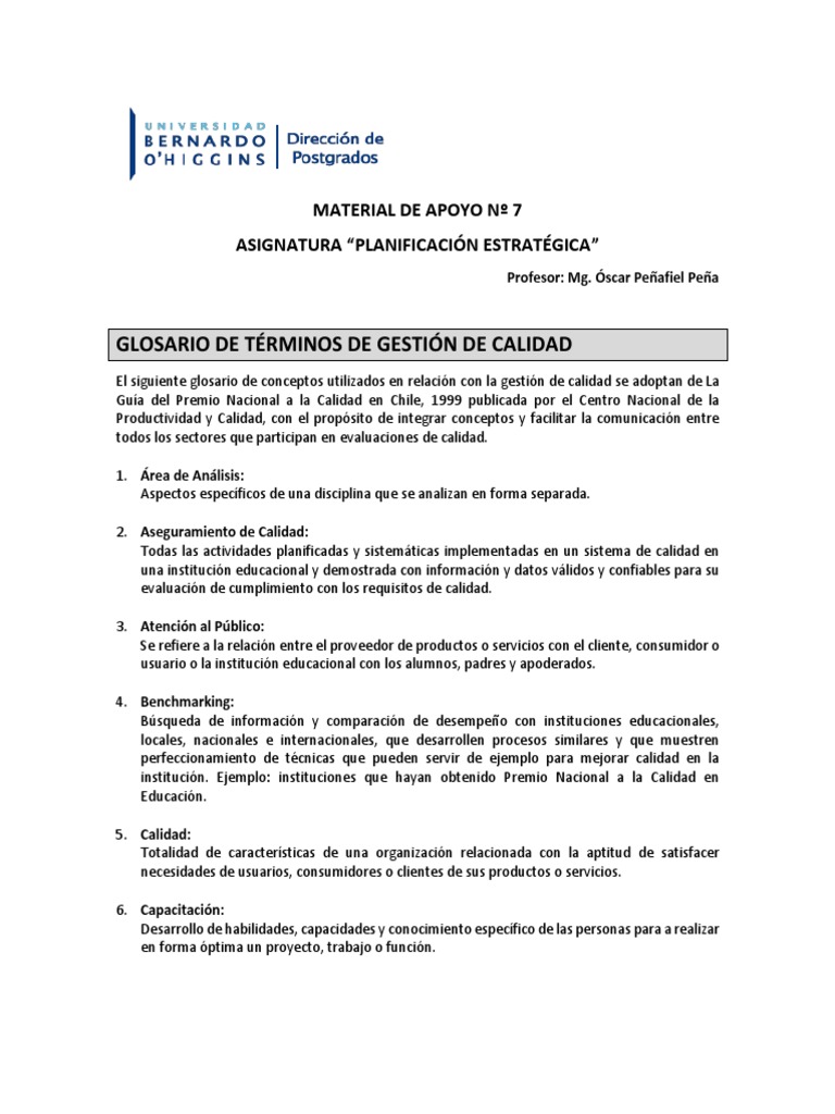Glosario de términos de gestión de calidad | PDF | Calidad (comercial ...