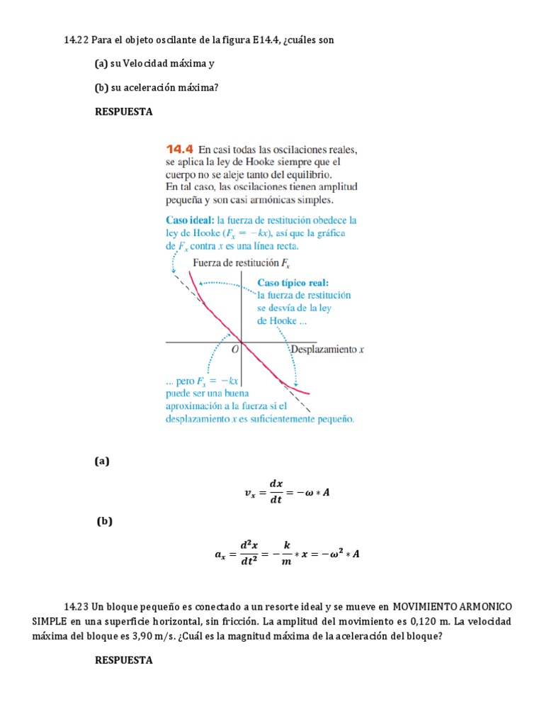 27 Ejercicios Mov. Arm. Sim. | PDF | Energía potencial | Masa