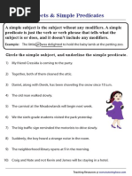 Subjects and Predicates Practice Worksheets | PDF | Subject (Grammar ...