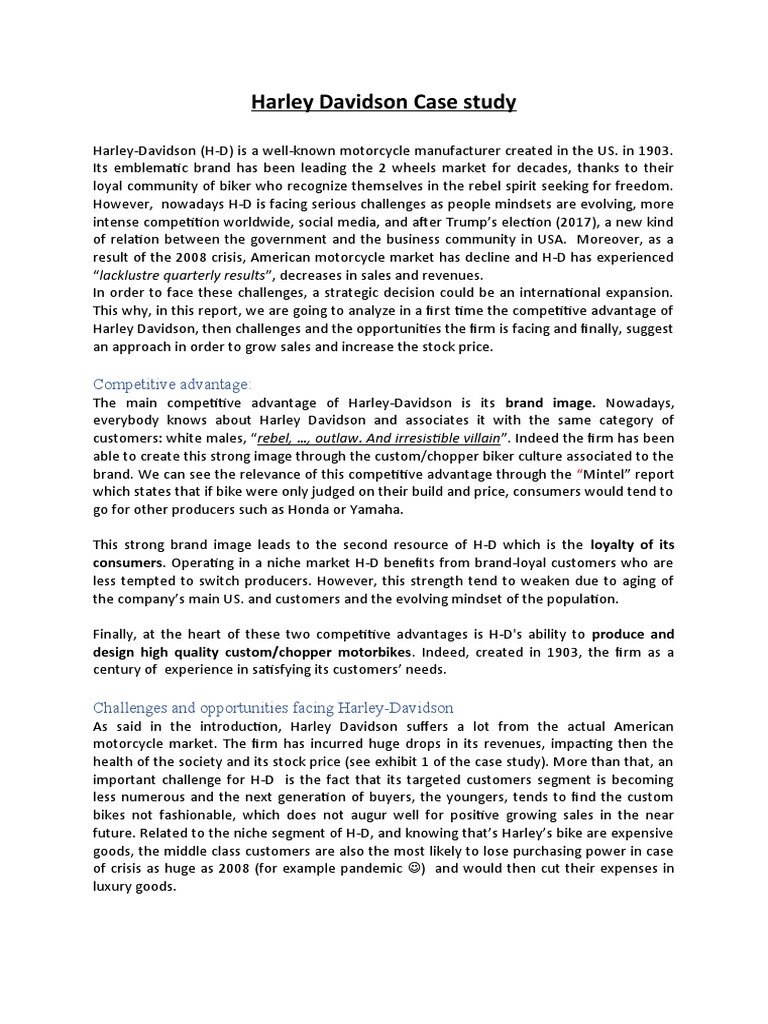 Harley Davidson Case Study | PDF | Harley Davidson | Brand