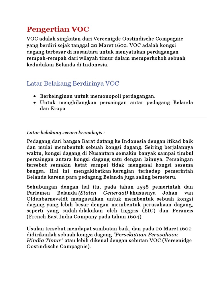 Pengertian VOC | PDF