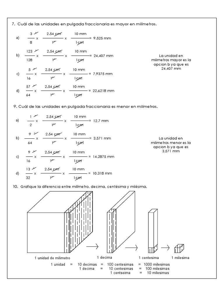 Cuál de Las Unidades en Pulgada Fraccionaria Es Mayor en Milímetros ...