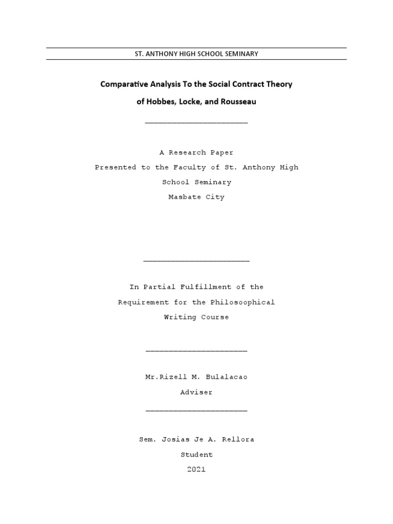 Hobbes, Locke, and Rousseau's Contracts | PDF | Social Contract | John ...