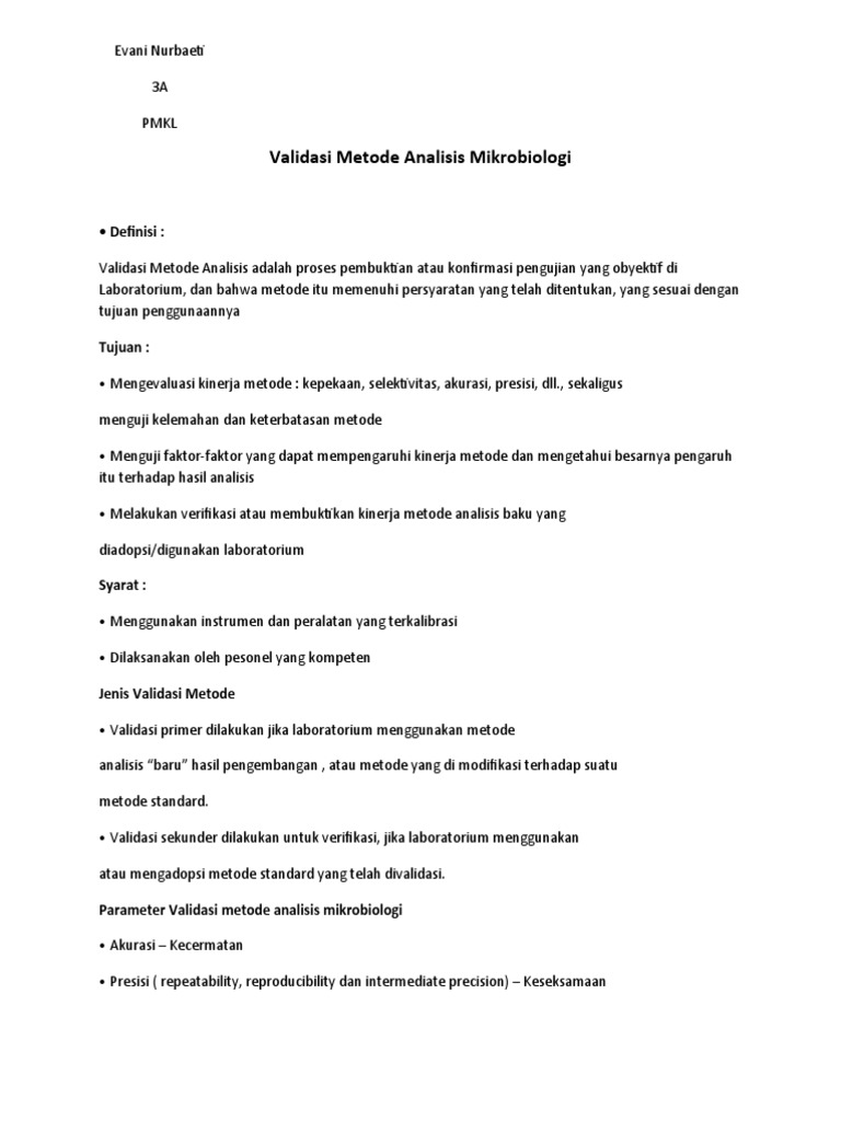 Validasi Metode Analisis Mikrobiologi | PDF