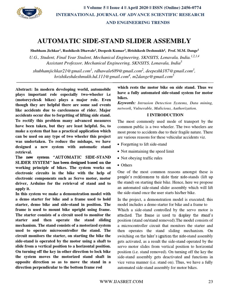 7.automatic Side-Stand Slider Assembly | PDF | Motorcycle | Electric Motor