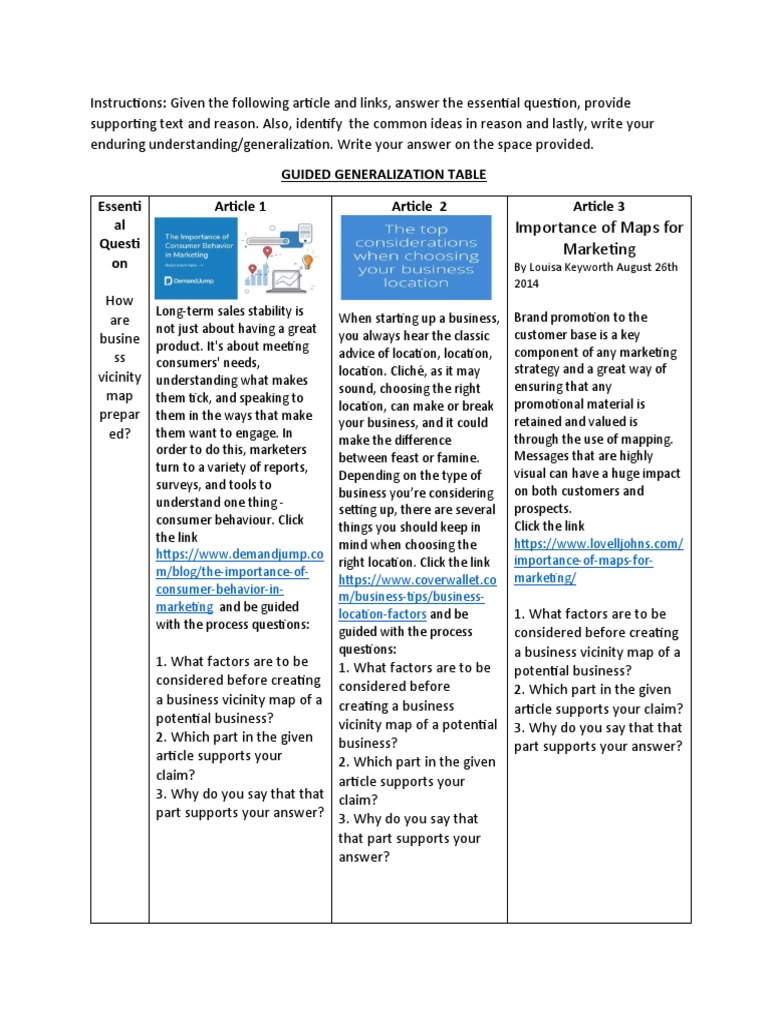 Guided Generalization Table Make Meaning | PDF | Rubric (Academic ...