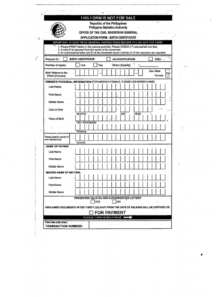 Birth Certificate Form | PDF