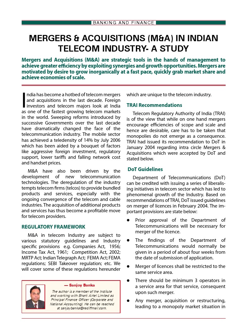 Telecom Sector | PDF | Mergers And Acquisitions | Goodwill (Accounting)