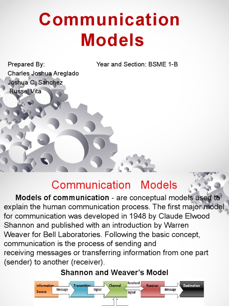 Communication Models: Prepared By: Year and Section: BSME 1-B Charles ...