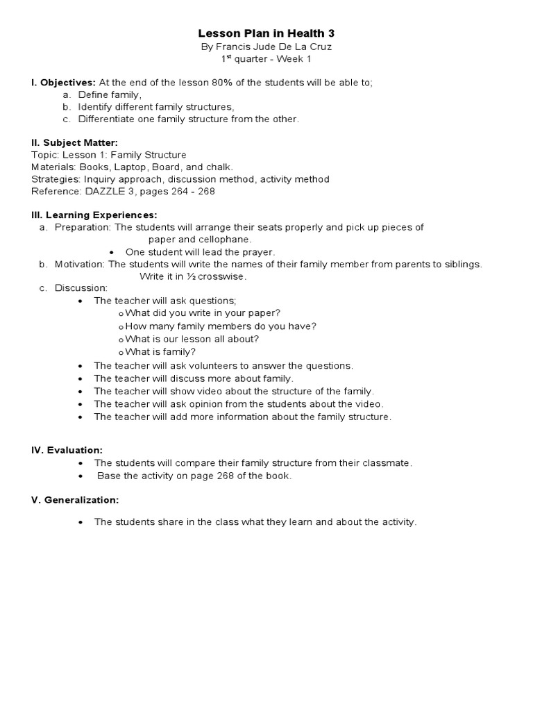 Lesson Plan in Health 3 | PDF | Lesson Plan | Teachers