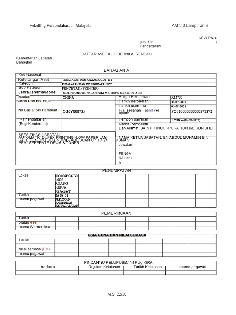 Panduan Kew.PA-4 Aset Bernilai Rendah | PDF