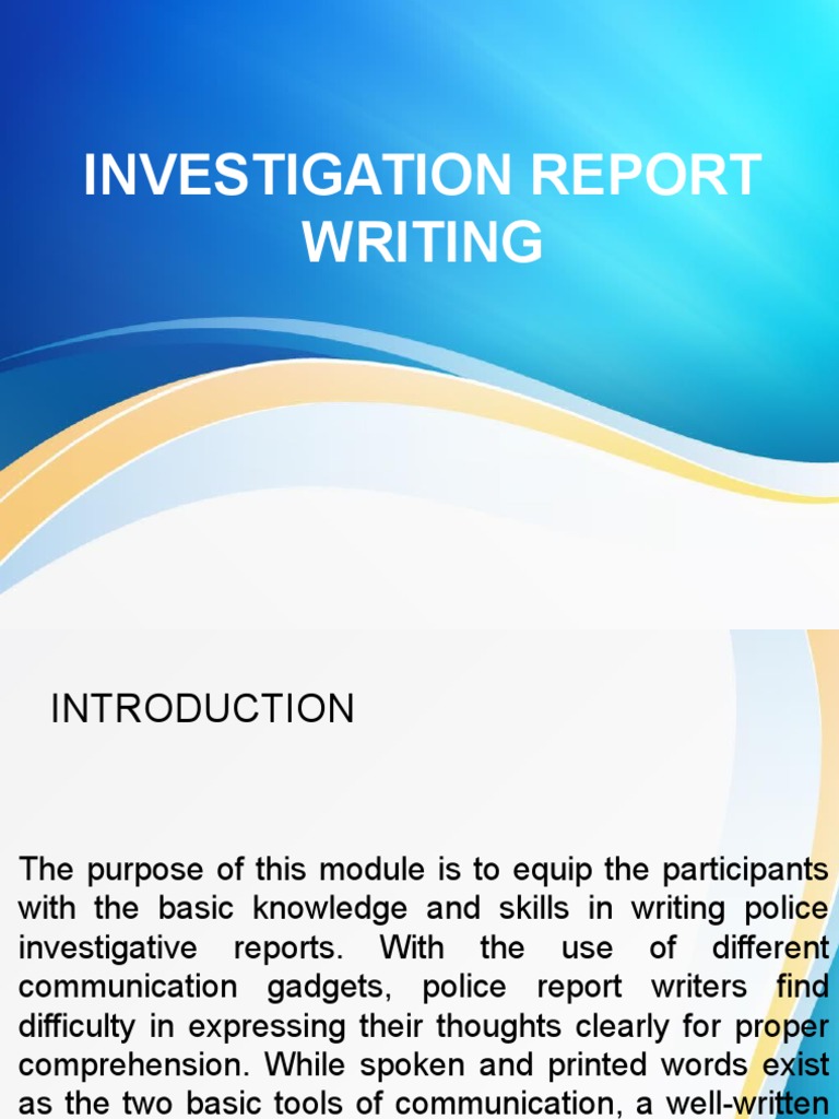 Investigation Report Writing | PDF | Police | Communication