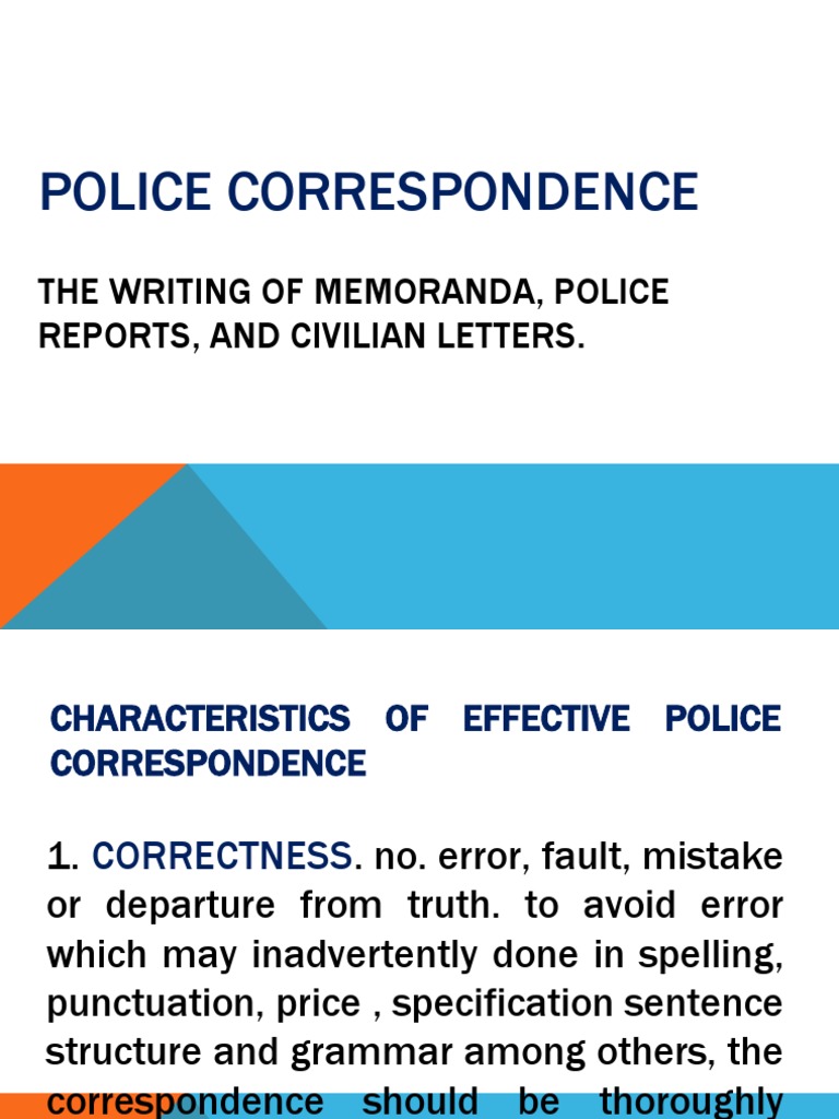 Police Correspondence: The Writing of Memoranda, Police Reports, and ...