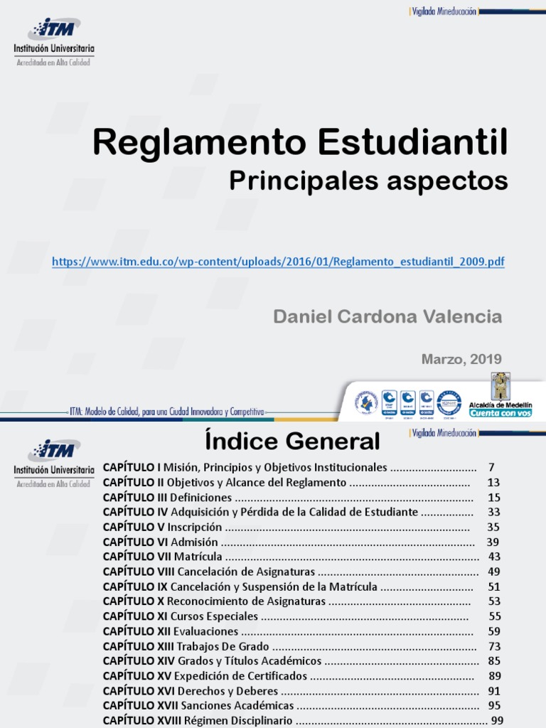 Reglamento Estudiantil | PDF | Prueba (evaluación)