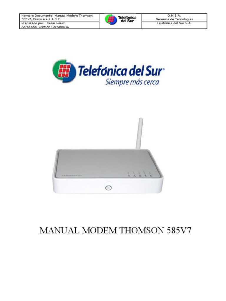 Configuración Modem Thomson 585v7 | PDF | Wifi | Módem
