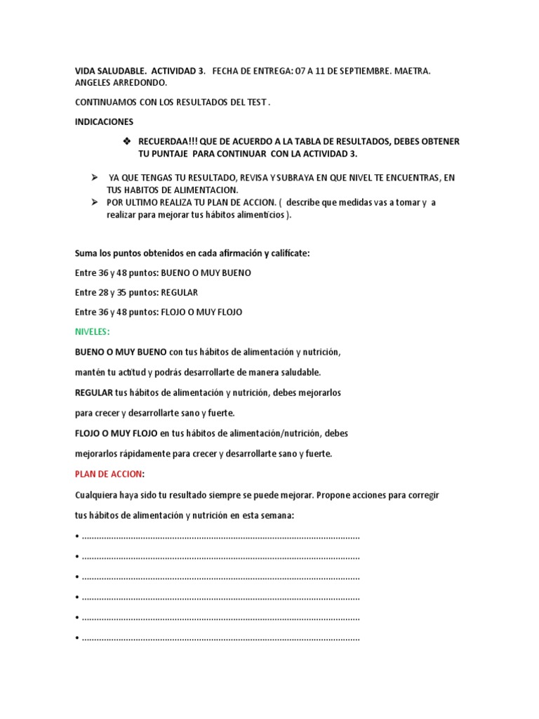 Vida Saludable III. Act. 3. 09 A 11 Sep. | PDF | Relaciones personales ...