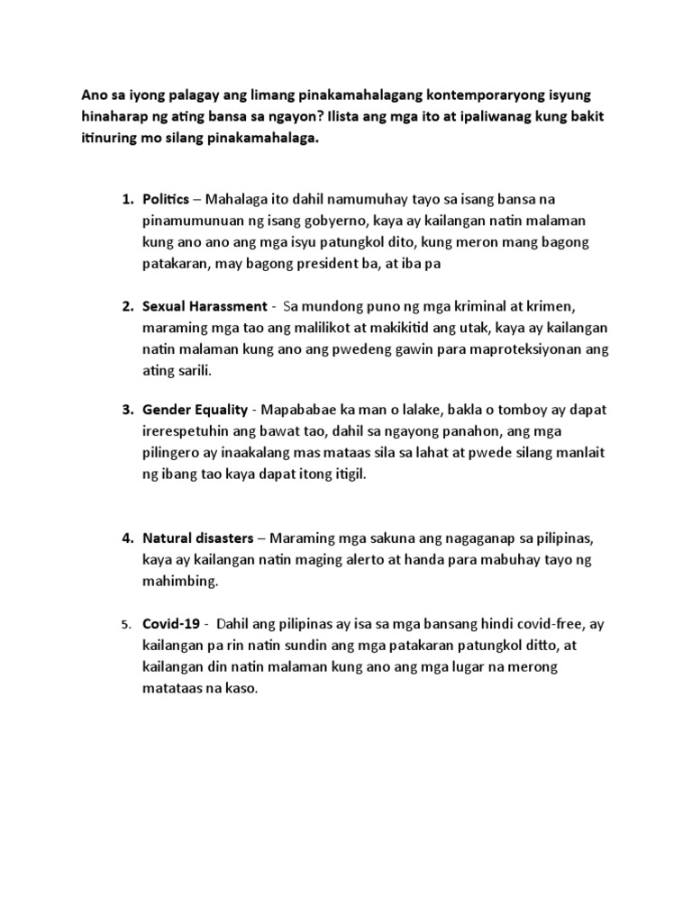 Ap - Kontemporaryong Issue | PDF