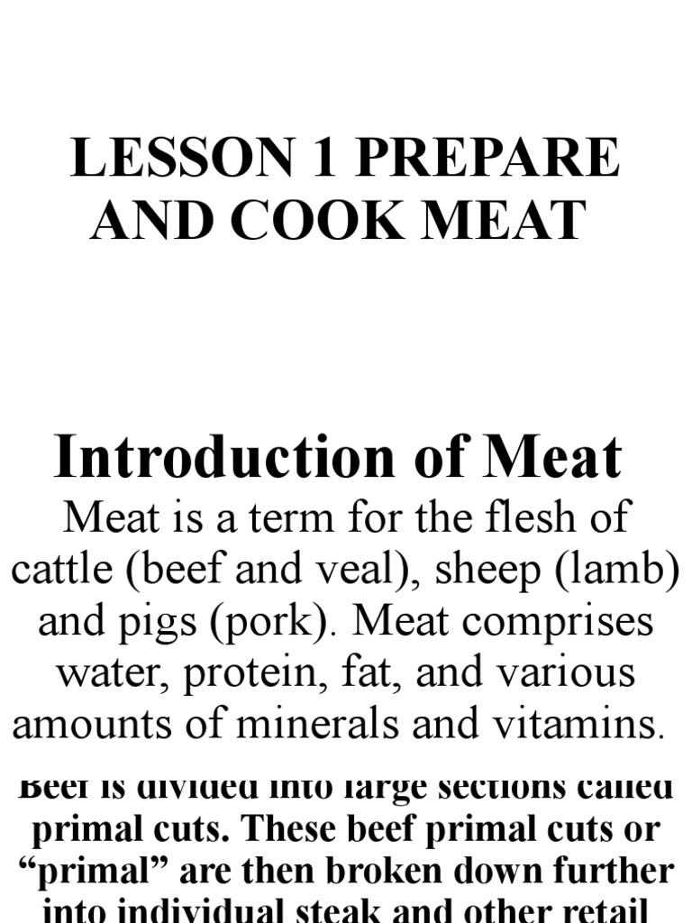 Prepare and Cook Meat | PDF | Beef | Entrée