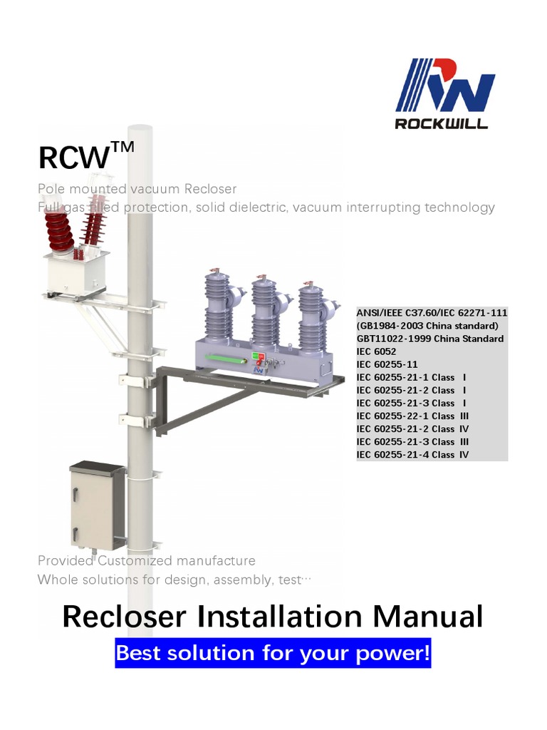 RCW Recloser Installation Manual | PDF | Electrical Connector | Transformer