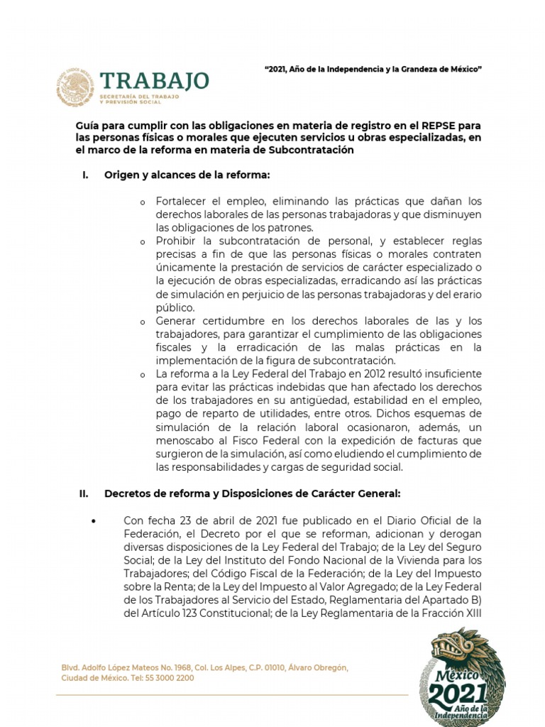 Guía para el Registro en el REPSE | PDF | Outsourcing | Derecho laboral
