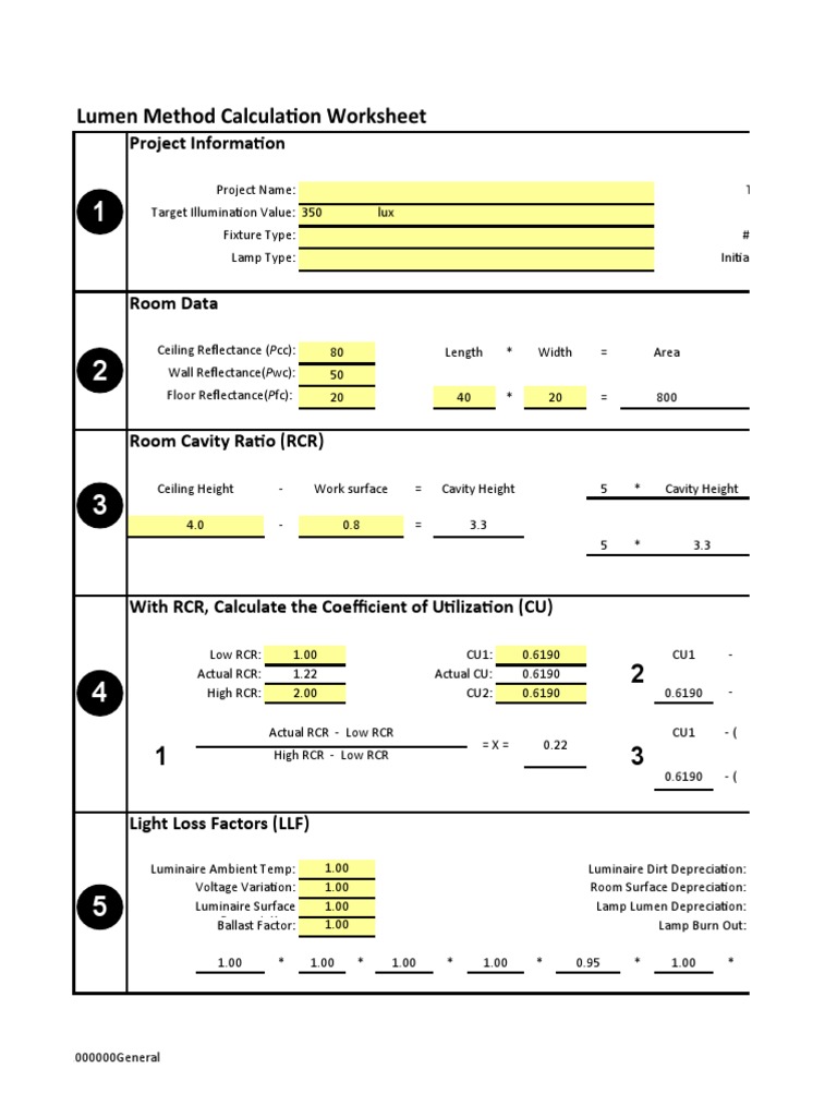 Lumen Method Worksheet SI v2 | PDF | Building Engineering | Lighting