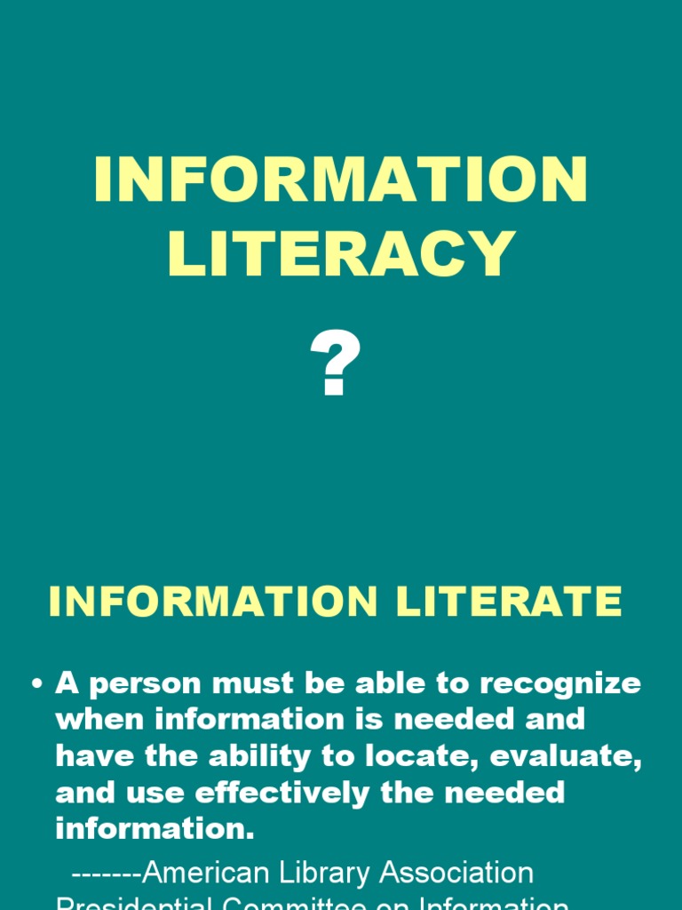 Understanding Information Literacy | PDF | Social Science | Science ...
