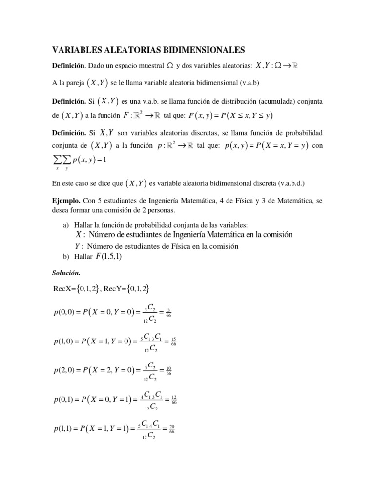 Variables Aleatorias Bidimensionales | Descargar gratis PDF | Variable ...