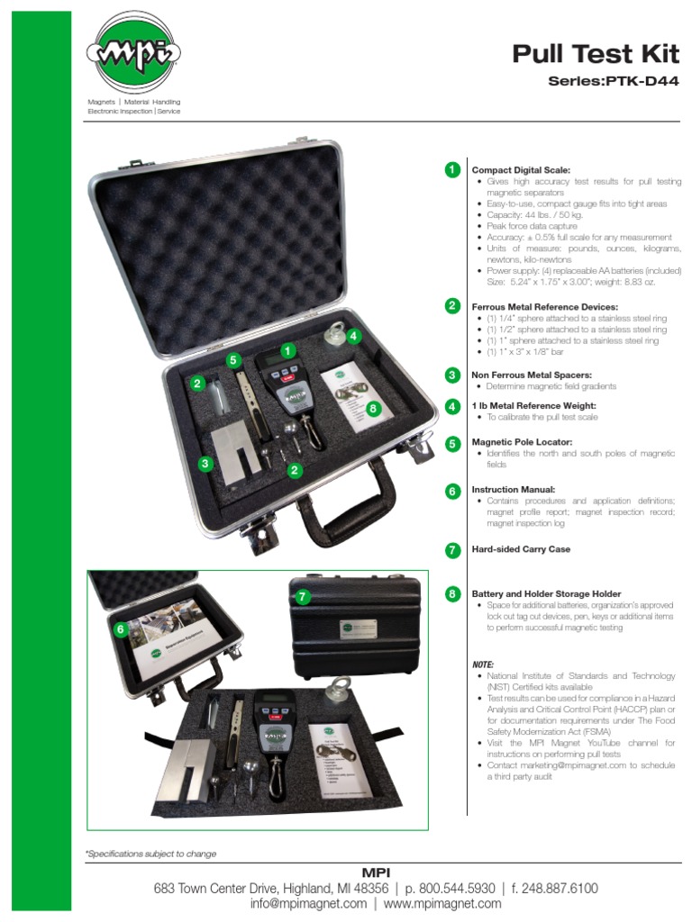 Brochure - Picture - MPI - Pull Test Kit | PDF | Pound (Mass) | Metrology