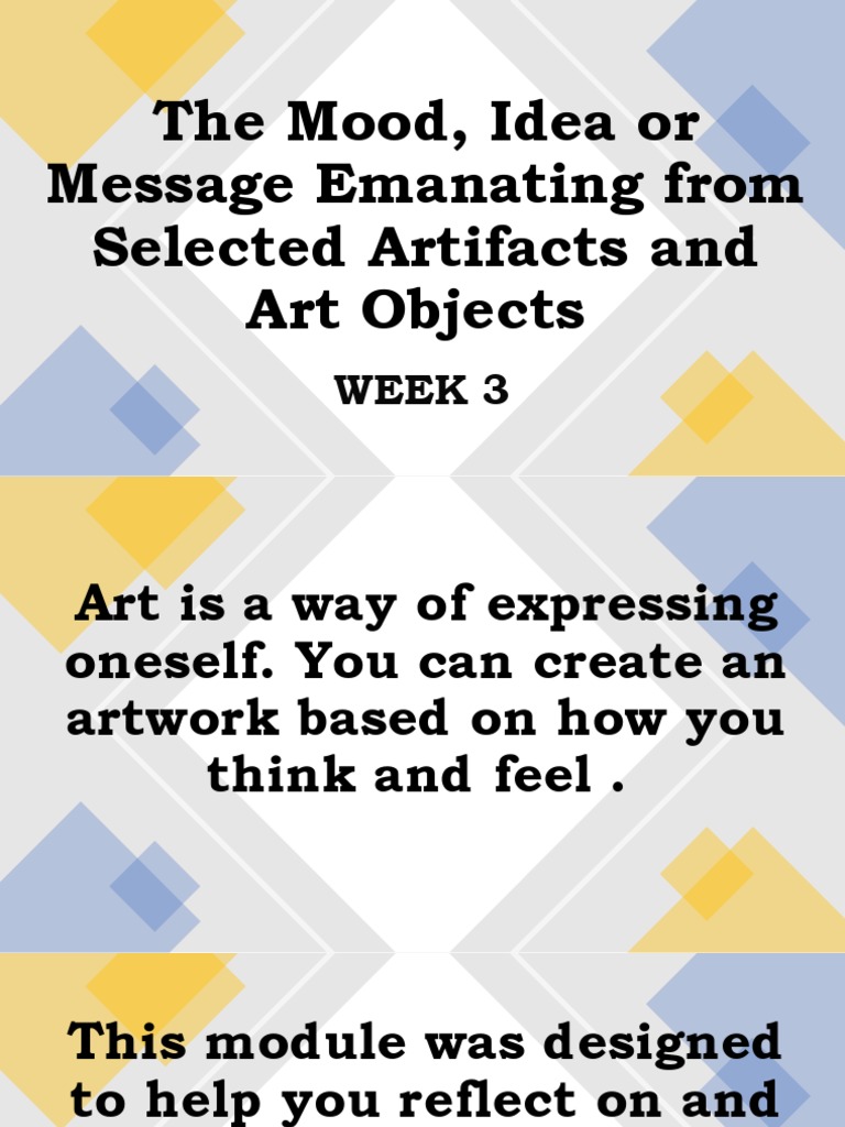 The Mood, Idea or Message Emanating From Selected Artifacts and Art Objects | PDF | Foreign ...